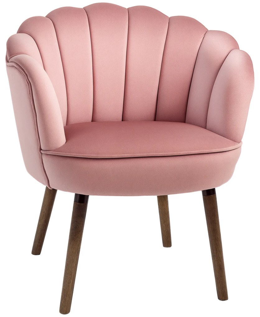 HOMCOM jídelní židle kuchyňská židle křeslo s opěradlem židle do obývacího pokoje polyester kaučukovník růžová 66 x 72 x 79 cm | Aosom