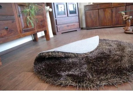Kusový Kulatý koberec LOVE SHAGGY model 93600 černý/hnedy velikost kruh 120 cm | krásné koberce cz
