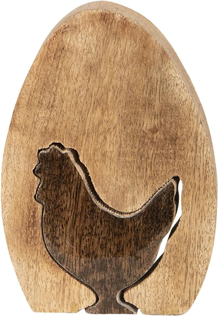 Dřevěná dekorace vejce s motivem slepičky - 20*14*2 cm