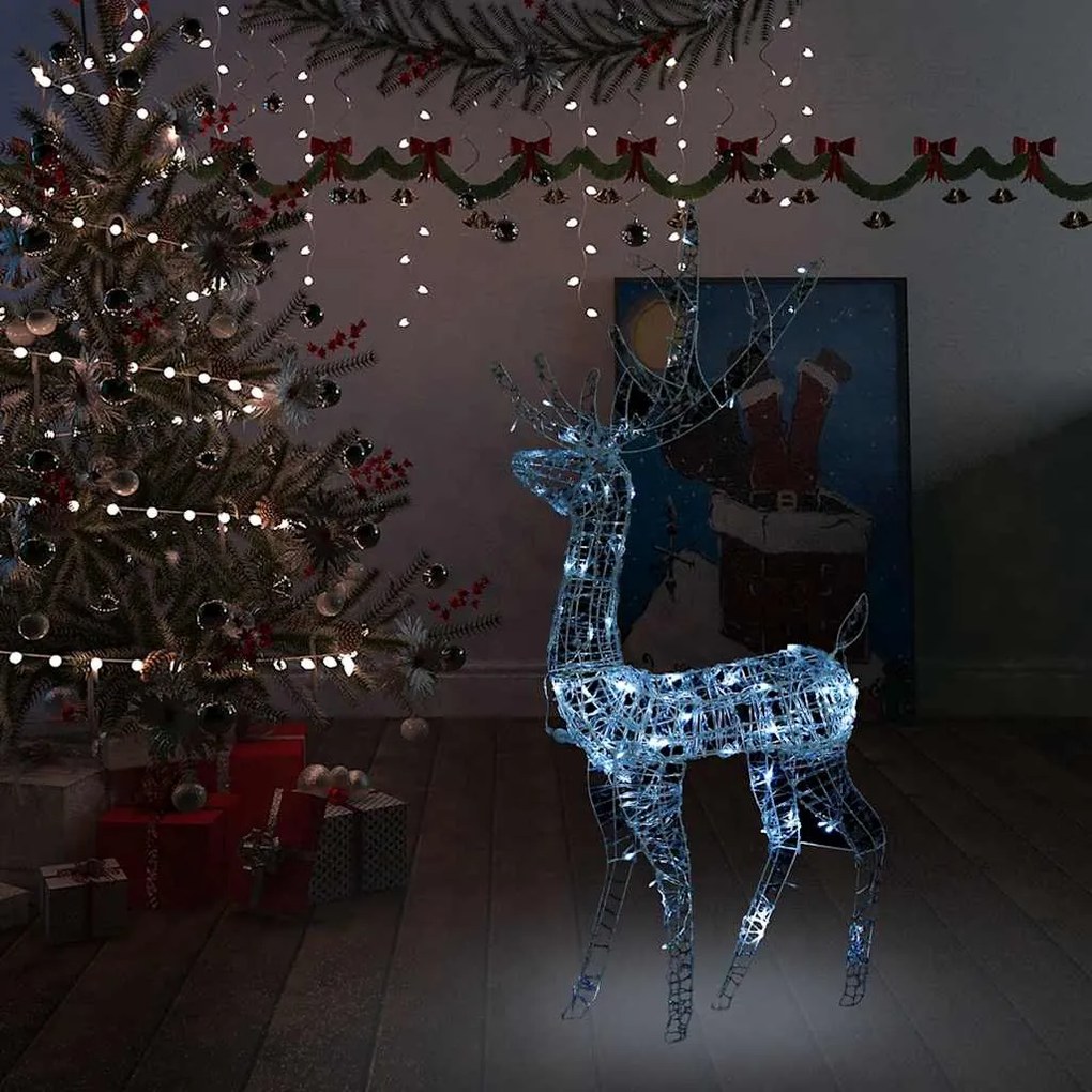 Vánoční dekorace akrylový sob 140 LED 128cm studené bílé světlo 329782