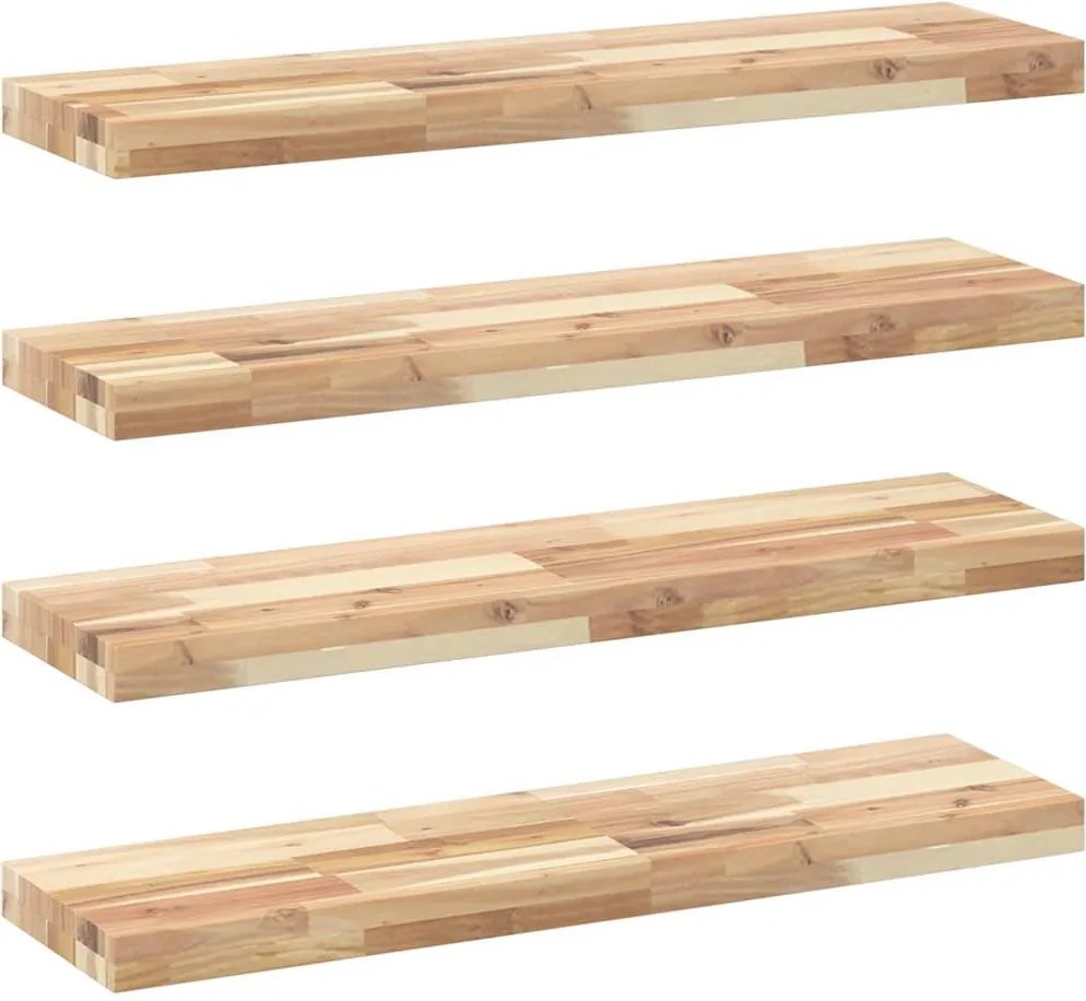 Plovoucí police 4 ks 100 x 20 x 4 cm neošetřené akáciové dřevo 3279430