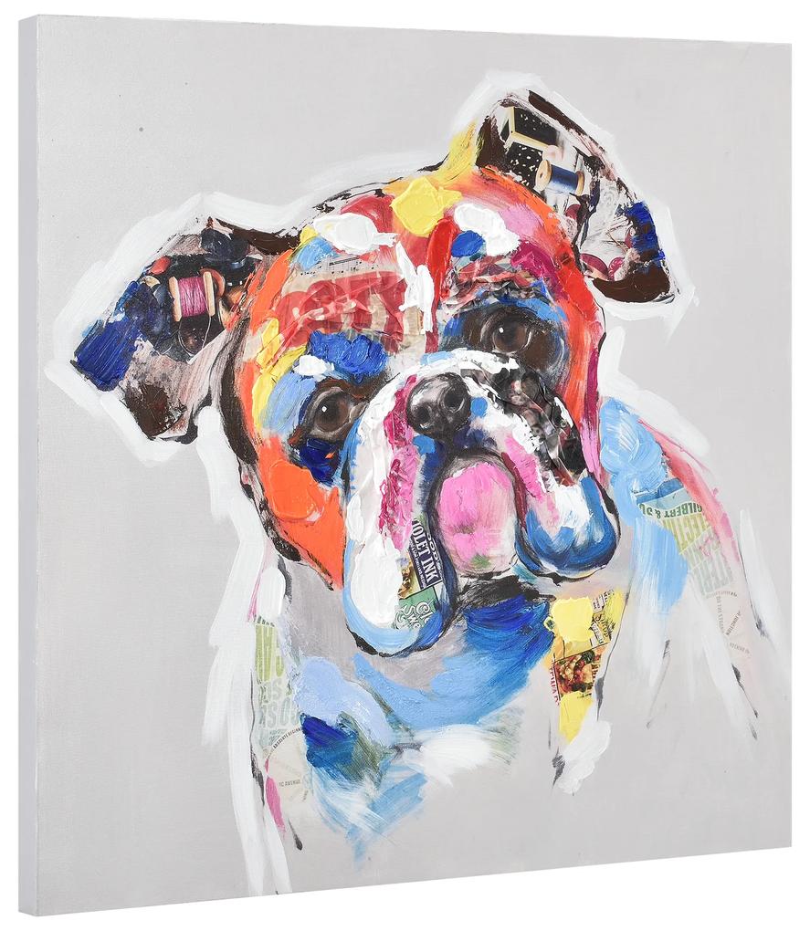 [art.work] Ručně malovaný obraz - bulldog - plátno napnuté na rámu - 60x60x3,8 cm