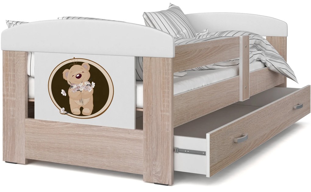 Svět pokojů Dětská postel Fanda s úložným prostorem - MEDVÍDEK Rozměr: 140x80 cm, Matrace: Ne, Barva dílů: bílá