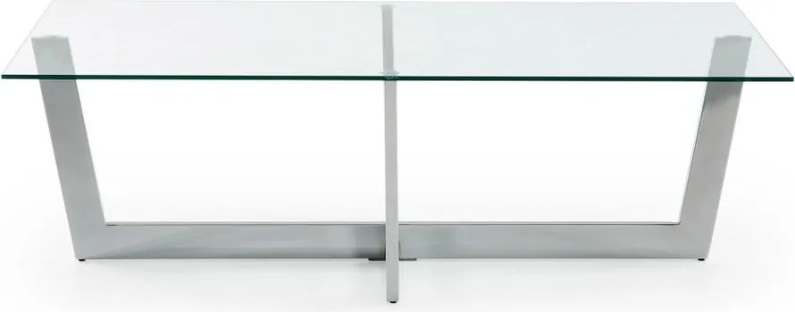 Konferenční stolek se skleněnou deskou ve stříbrné barvě 70x120 cm Plam – Kave Home