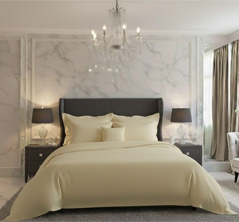 Saténové povlečení LUXURY COLLECTION smetanové - 1x 200/200, 2x 70/90cm