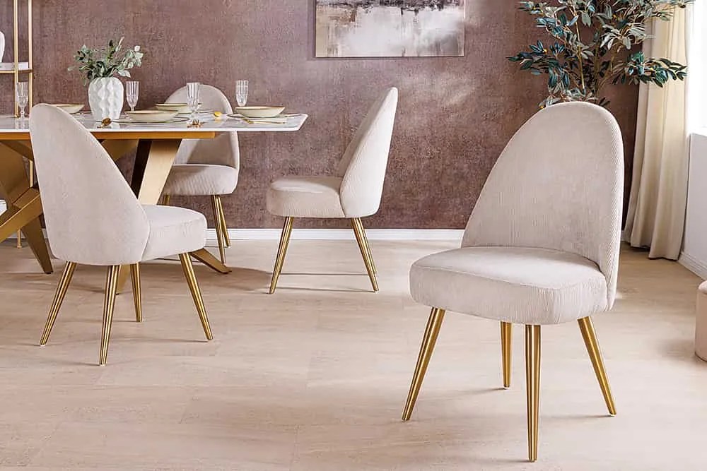 Designová jídelní židle Vermilius béžový manšestr