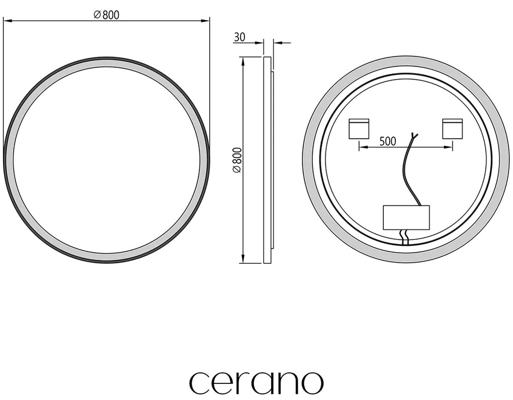 CERANO - Koupelnové LED zrcadlo Vito, kovový rám - černá matná - Ø 80 cm