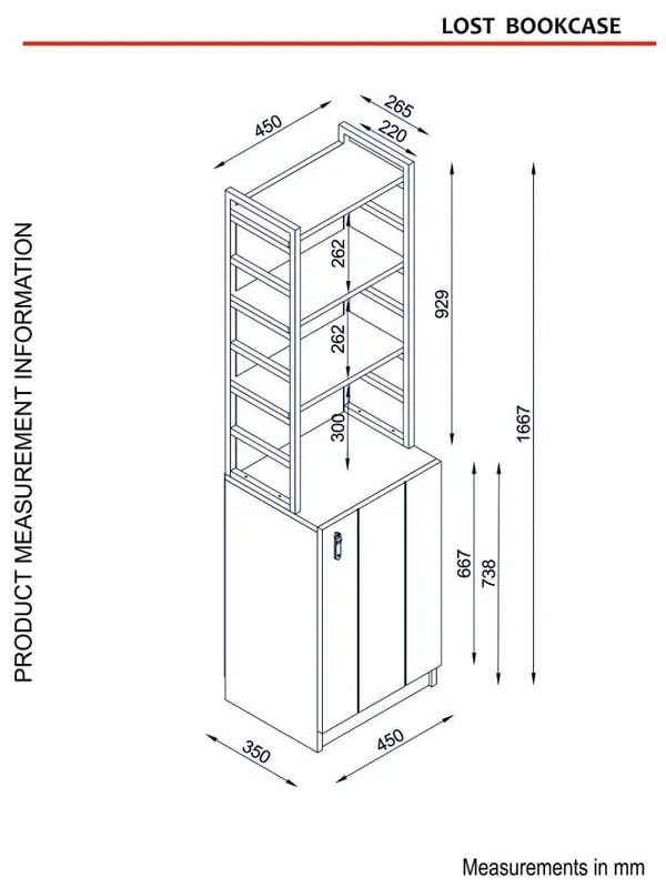 Knihovna se skříňkou v ořechovém dekoru Lost