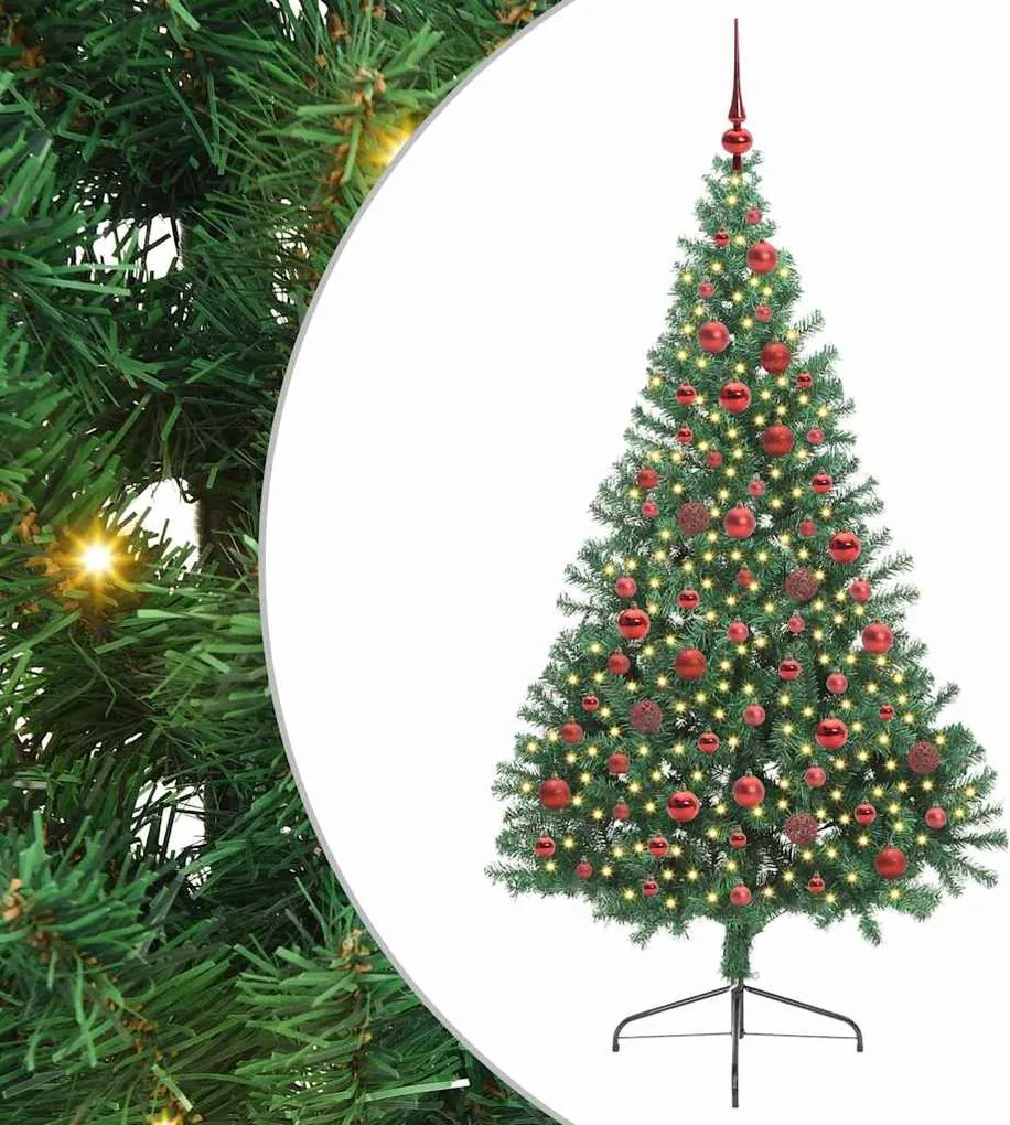 Umělý osvětlený vánoční stromeček Zelená 180 cm PVC 3397011