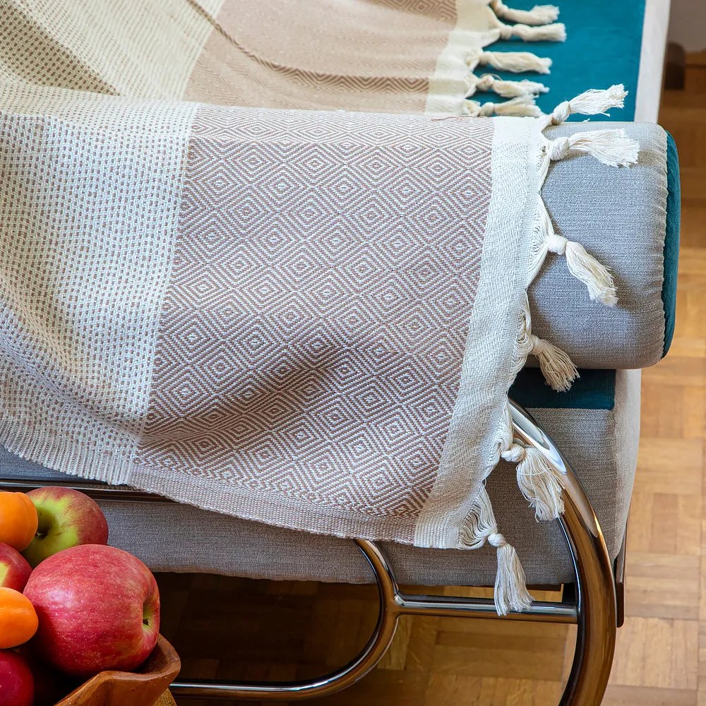 Bavlněný přehoz Nefes VI - pískově hnědá