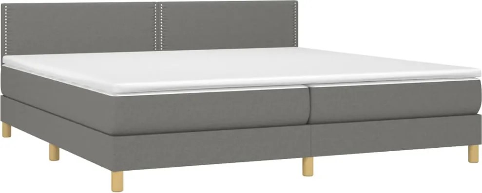 Box spring postel s matrací a LED tmavě šedá 200x200 cm textil 3133662