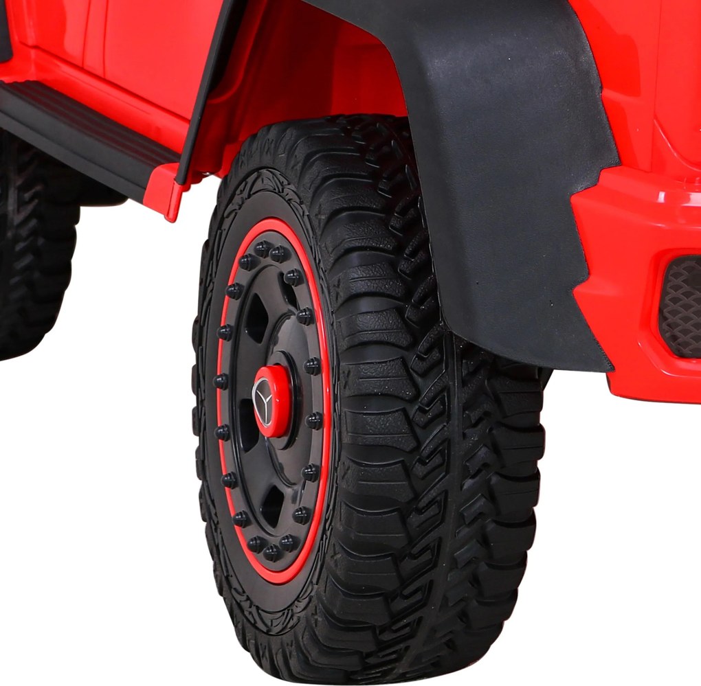 Ramiz Mercedes G63 AMG elektrické autíčko pro děti červené + dálkové ovládání + 6 EVA kol + pomalý start + MP3 + LED