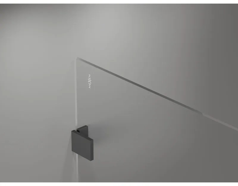 Mexen Lunar sprchová stěna levá 160 x 200 cm, 8mm čiré sklo, grafitová, 830-160-000-95-00-L