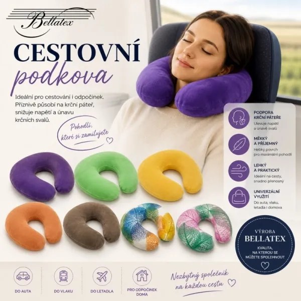 Bellatex Polštářek cestovní podkova 30x35 cm černá