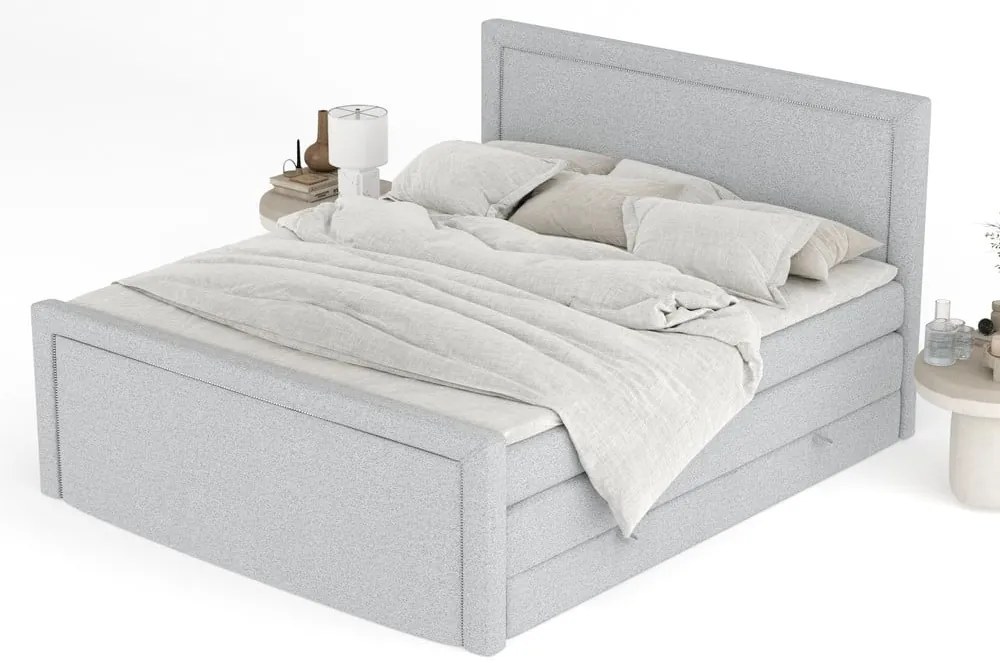 Světle šedá boxspring postel s úložným prostorem 160x200 cm Lavenda – Maison de Rêve