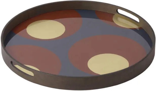 Ethnicraft Tác Glass Tray Round S, turkish dots