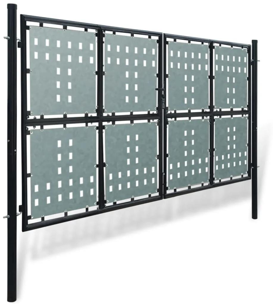 vidaXL Černá jednokřídlá plotová brána 300 x 250 cm