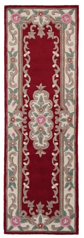Červený vlněný koberec Flair Rugs Aubusson, 67 x 210 cm