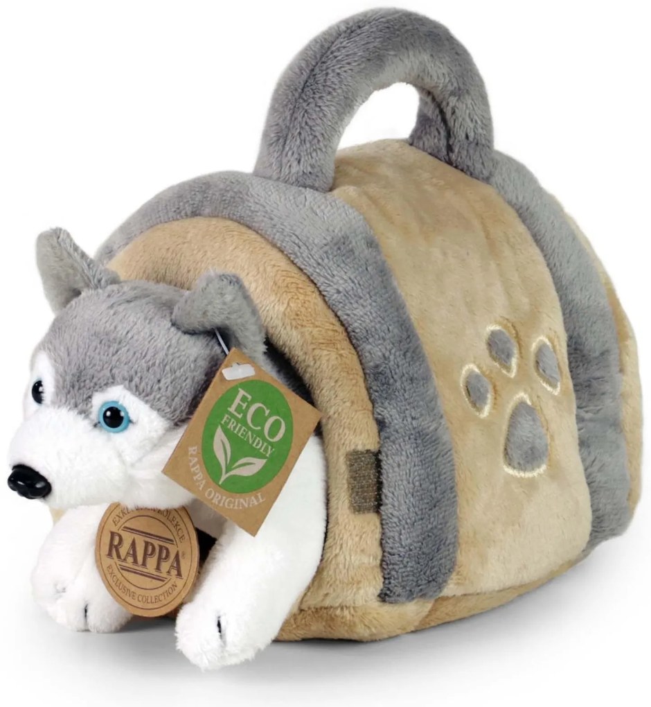 Rappa plyšový pes husky 13 cm s přepravkou, eco-friendly