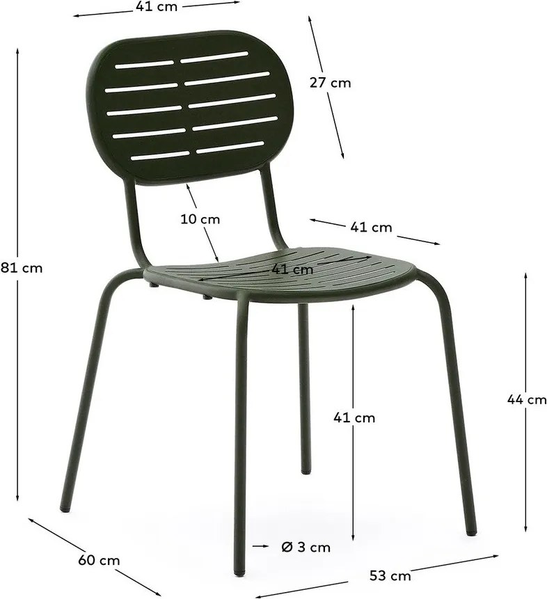 Tmavě zelená kovová zahradní židle Brai – Kave Home