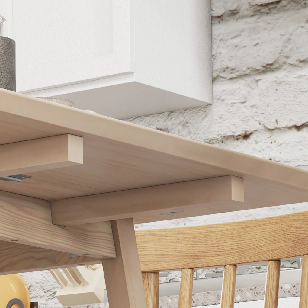 HOMCOM Rozkládací jídelní stůl Kuchyňský stůl pro 2-4 osoby ze dřeva 110 x 86 x 75 cm ideální do malých místností v přírodní barvě