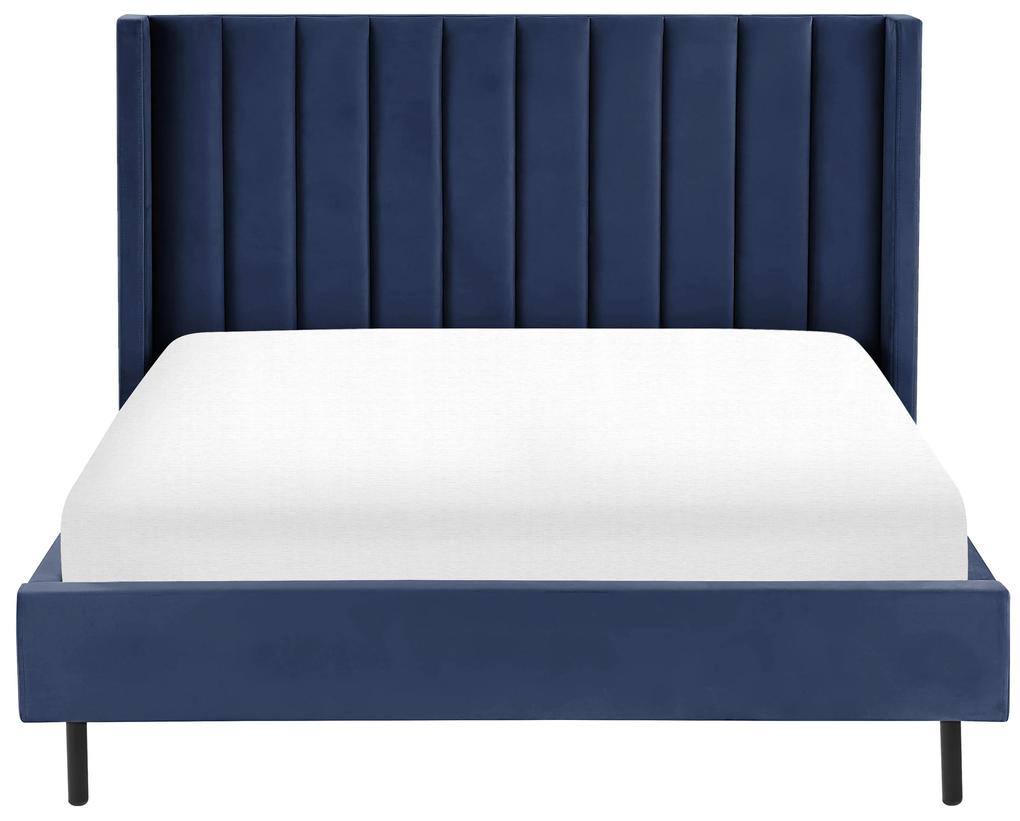 Sametová postel 140 x 200 cm modrá VILLETTE Beliani