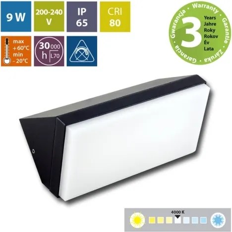LED svítidlo McLED Penelope, 9W, 4000K, IP65, černá ML-513.029.19.0