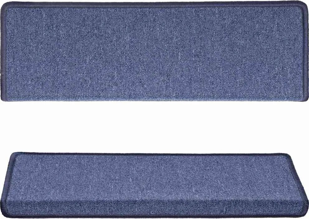 Schodové rohože 15 ks 65 x 21 x 4 cm modré s obdélníkovým okrajem 134574