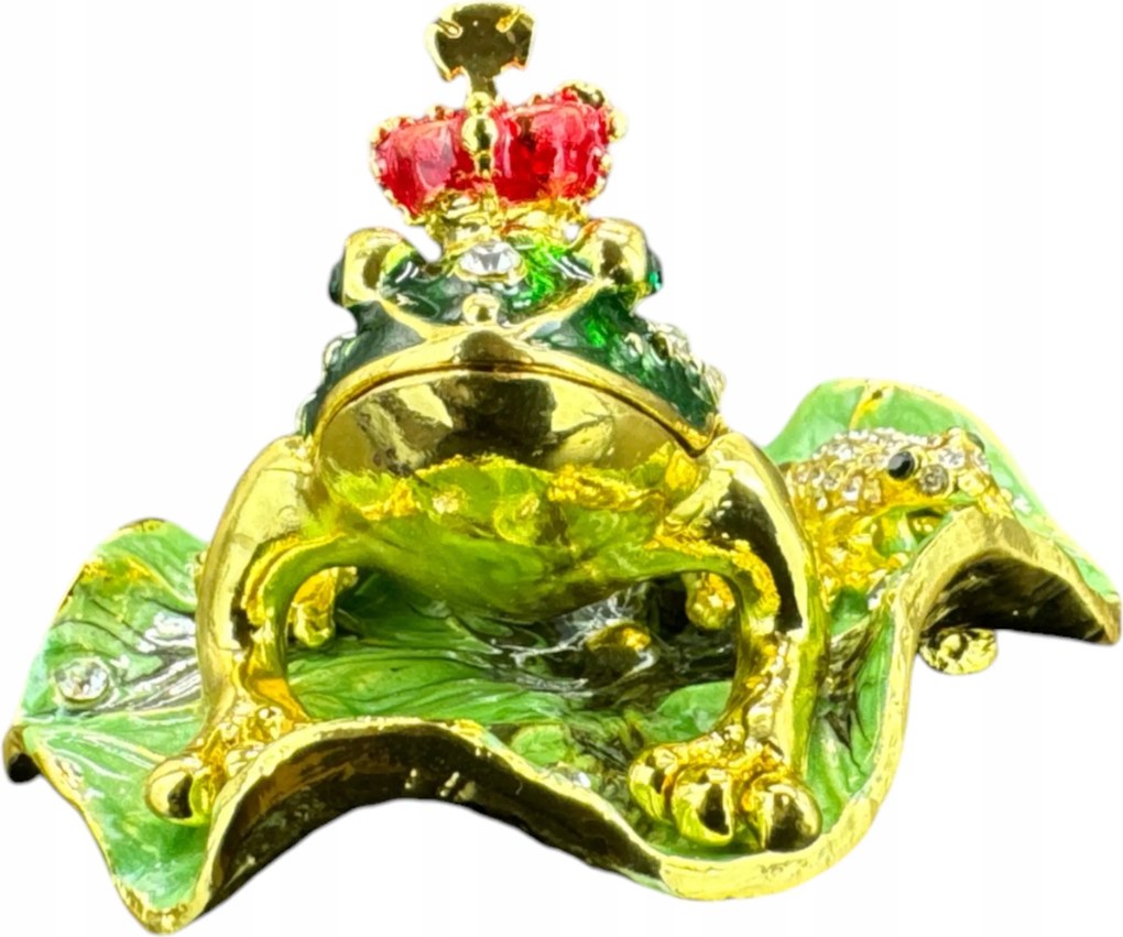 Figurka Socha Žába Na Listu Šperkovnice ve stylu Faberge P23090C
