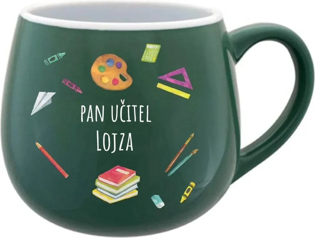 Personalizovaný keramický buclatý hrneček pro paní učitelku/pana učitele (pomůcky)