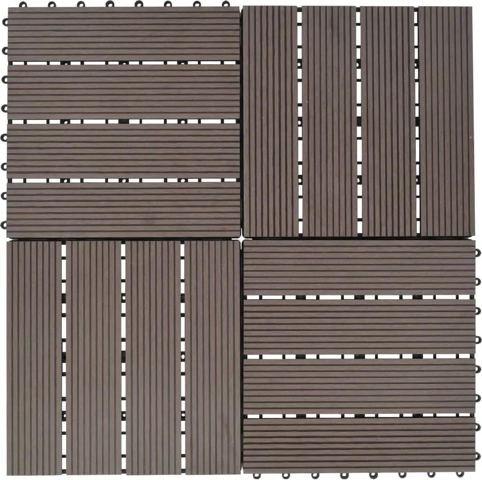 Terasové dlaždice z dřevoplastu - 11 ks - tmavě hnědá | 30x30 cm 1 m²