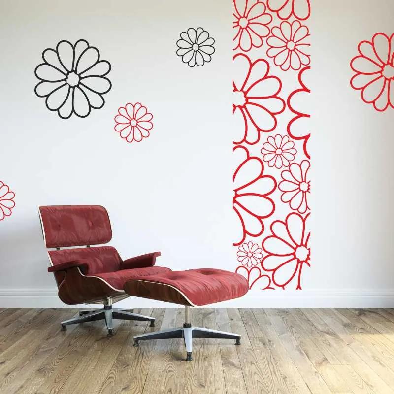 WALLVINIL Samolepky na zeď - Sedmikráskový set Barva: Červená, Velikost: Květ 30x30 cm