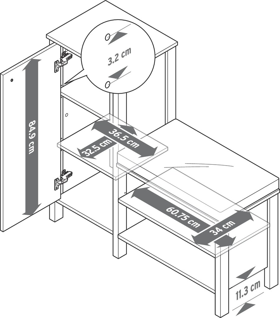 Tchibo - Lavice s botníkem - barva: bílá