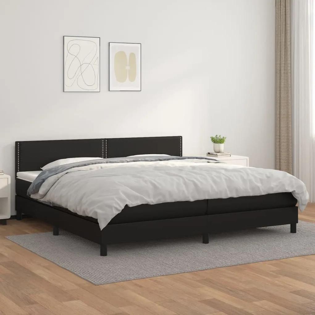 Box spring postel s matrací černá 200x200 cm umělá kůže,  3141083