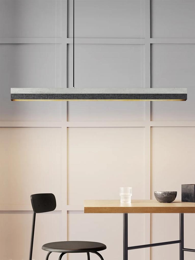 Lineární svítidlo Gant C3 2700K, d. 182cm, spálené dřevo Barva el. vedení: Černá, Povrch - materiál: Světlý beton, Délka kabelu: 1,8 m
