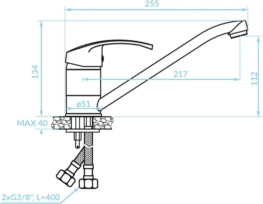 Kuchinox Kakadu, stojánková umyvadlová baterie, bílá, LAV-BKK_660D