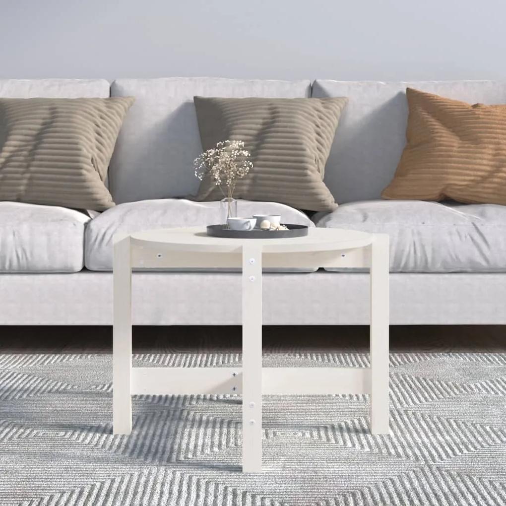 Konferenční stolek bílý Ø 62,5 x 45 cm masivní borové dřevo - Default Title