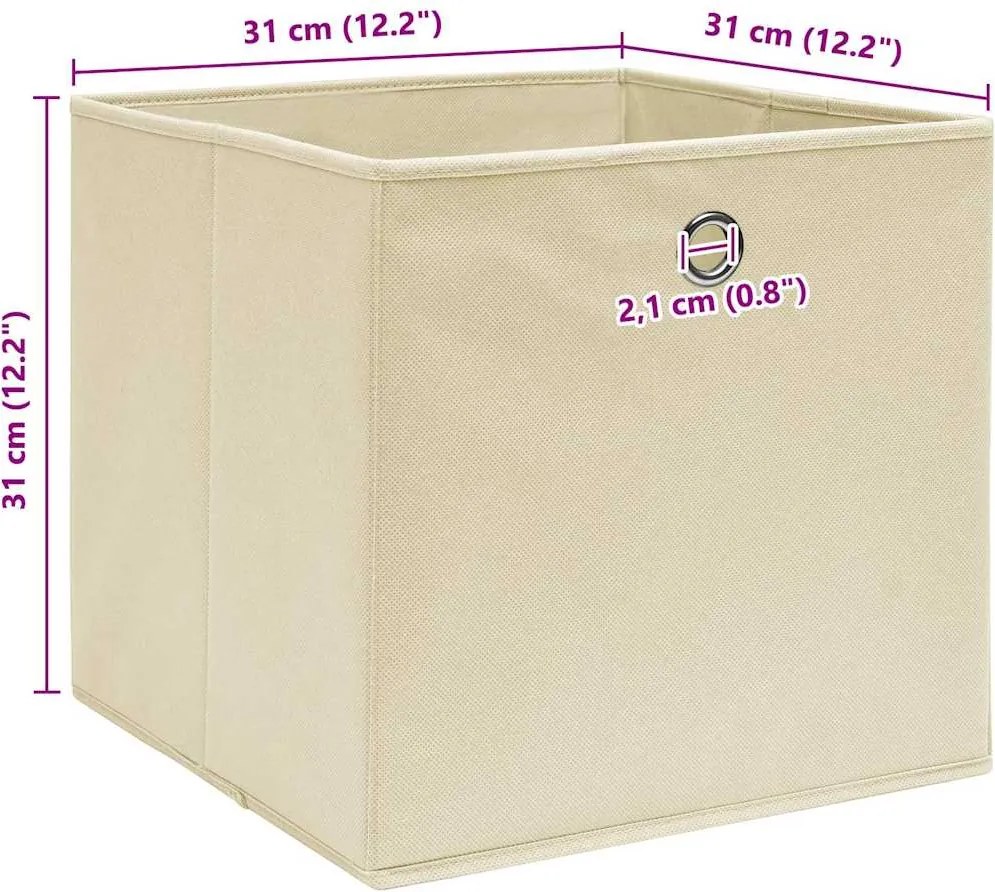Úložné boxy 4 ks krémové 32 x 32 x 32 cm textil 288357