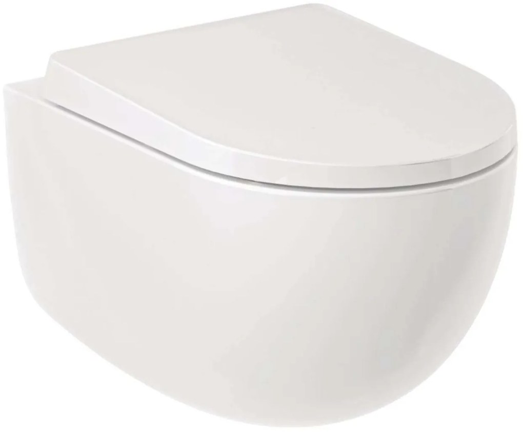 Kludi Resa D - Závěsné WC se sedátkem SoftClose, Rimless, Spiralflush, lesklá bílá 24WCSET43