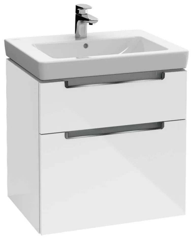 Villeroy & Boch Subway 2.0 - Umyvadlová skříňka, 64x59x45 cm, 2 zásuvky, Glosy White A91010DH
