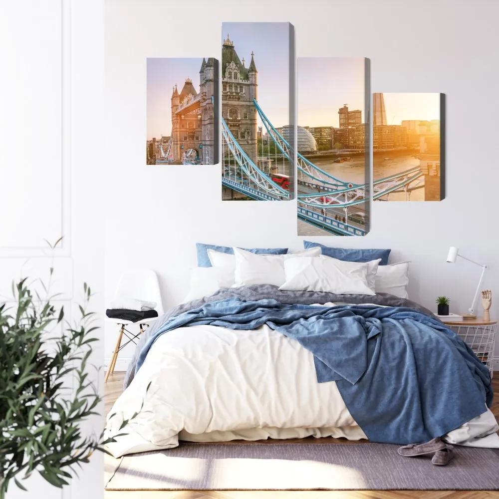 Vícedílný obraz Tower Bridge Při Východu Slunce Nedostatek Nedostatek Plátno Canvas 160x100
