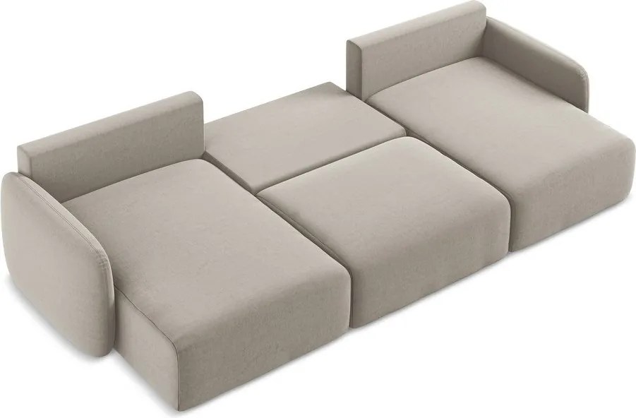 Taupe sametová rozkládací/s úložným prostorem rohová pohovka (do "U") Kalena – Makamii
