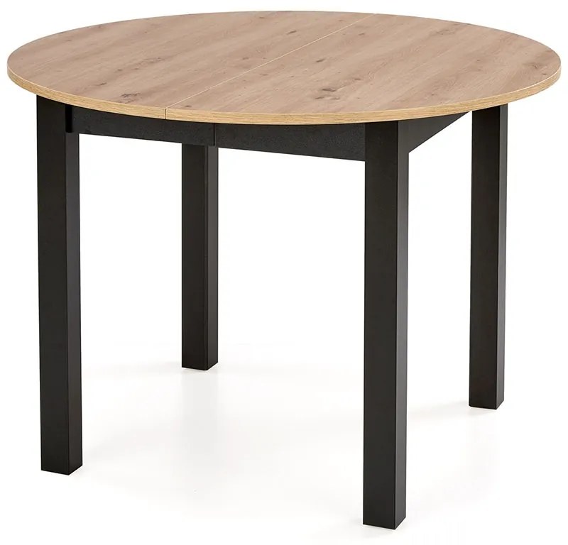 Rozkládací stůl Neryt kulatý 102-142 cm - dub artisan / černý