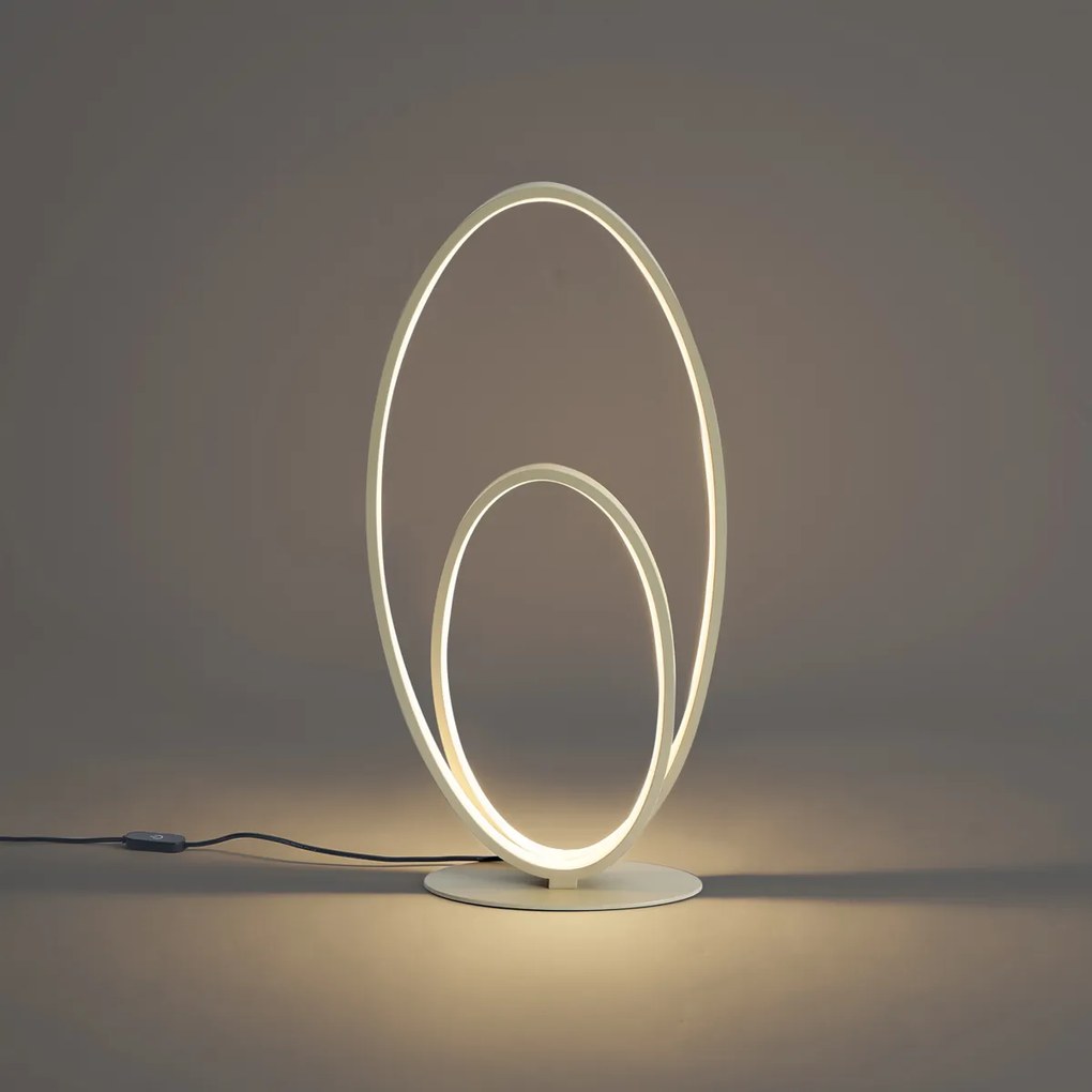 Designová stolní lampa béžová vč. LED 3-stupňové stmívání - Boomerang