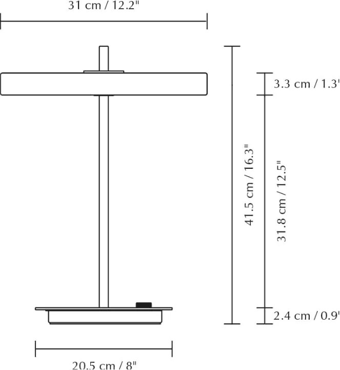 Černobílá kovová LED stmívatelná stolní lampa s kovovým stínidlem (výška 41,5 cm) Asteria Table – UMAGE