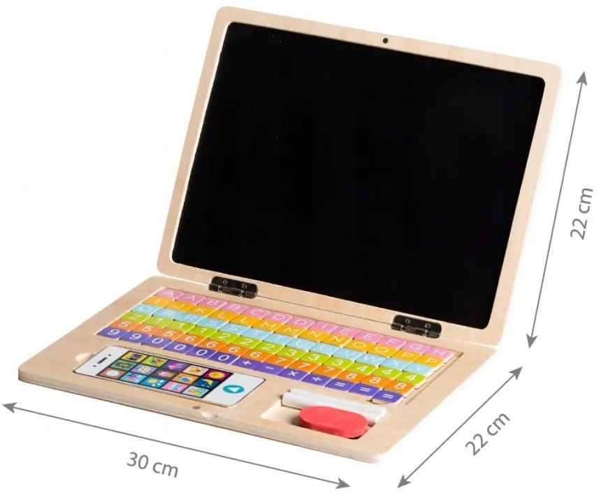 EcoToys Dřevěný notebook s magnetickým monitorem, 30 x 22 x 22 cm, G068