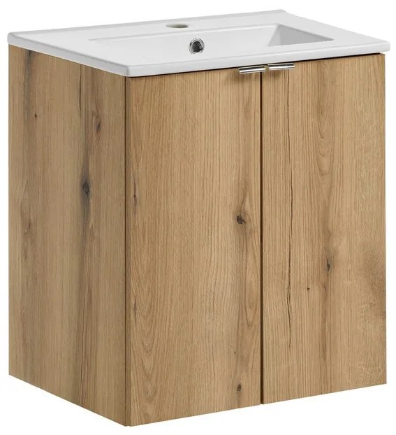Závěsná skříňka Nova Oak Dance II se zápustným umyvadlem 50 cm dub evoke/bílá