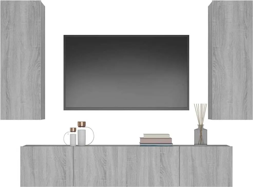 4dílný set TV skříněk šedý sonoma kompozitní dřevo 3114204