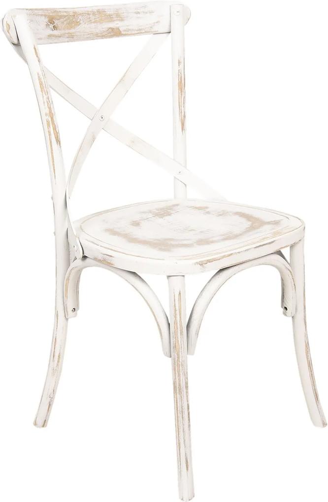 Bílá dřevěná židle s patinou Retro - 46*42*87 cm Clayre & Eef | BIANO