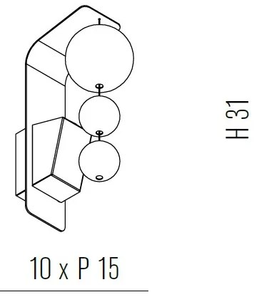 Metal Lux 252.111.02 Bolero, luxusní nástěnné svítidlo, 3 kuličky bílého skla, 1x10W GU10, výška 57cm